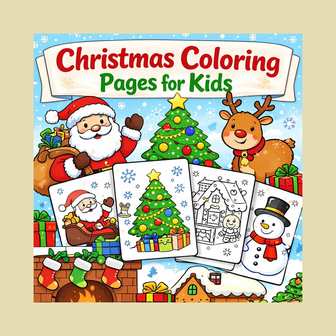 Christmas Coloring Pages for Kids PDF - Etsy