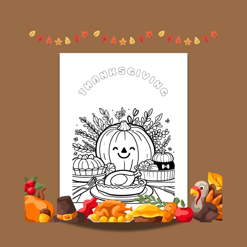 Thanksgiving Coloring Pages for Preschool and Kindergarten Kids, Autumn ...
