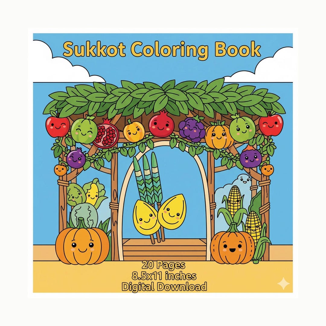 Sukkot Coloring Book | Digital Download | Harvest Celebration | Kids ...