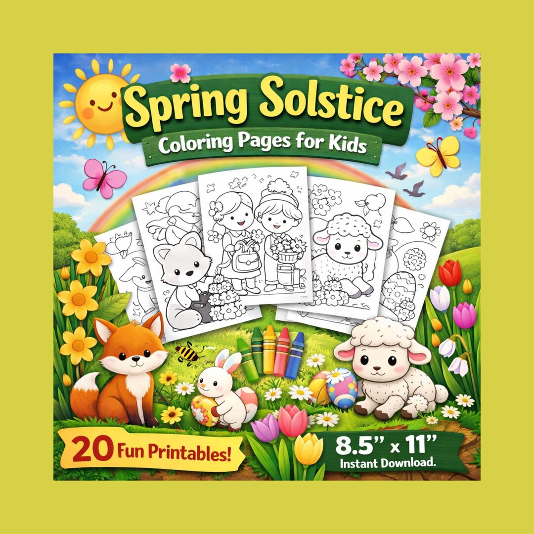 Spring Solstice Coloring Pages for Kids - Etsy