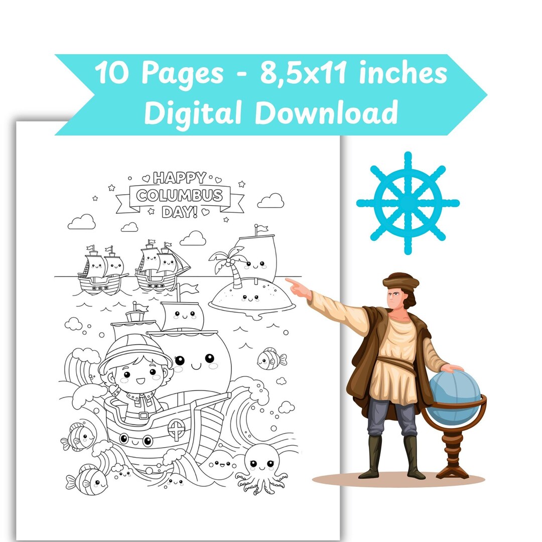 Columbus Day Coloring Pages: History Activity Sheets for Kids (PDF ...