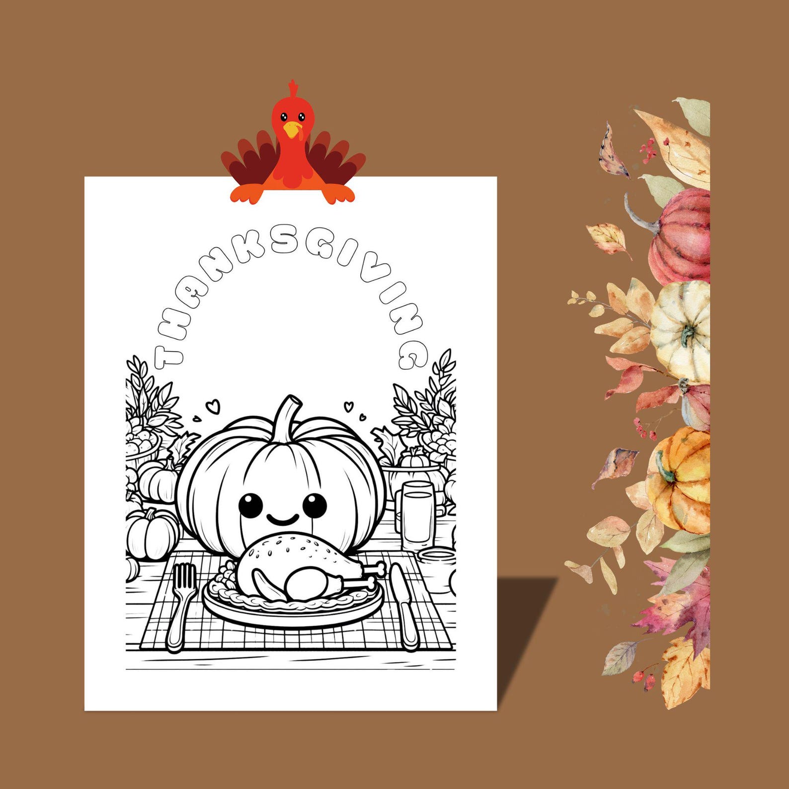 Thanksgiving Coloring Pages for Preschool and Kindergarten Kids, Autumn ...