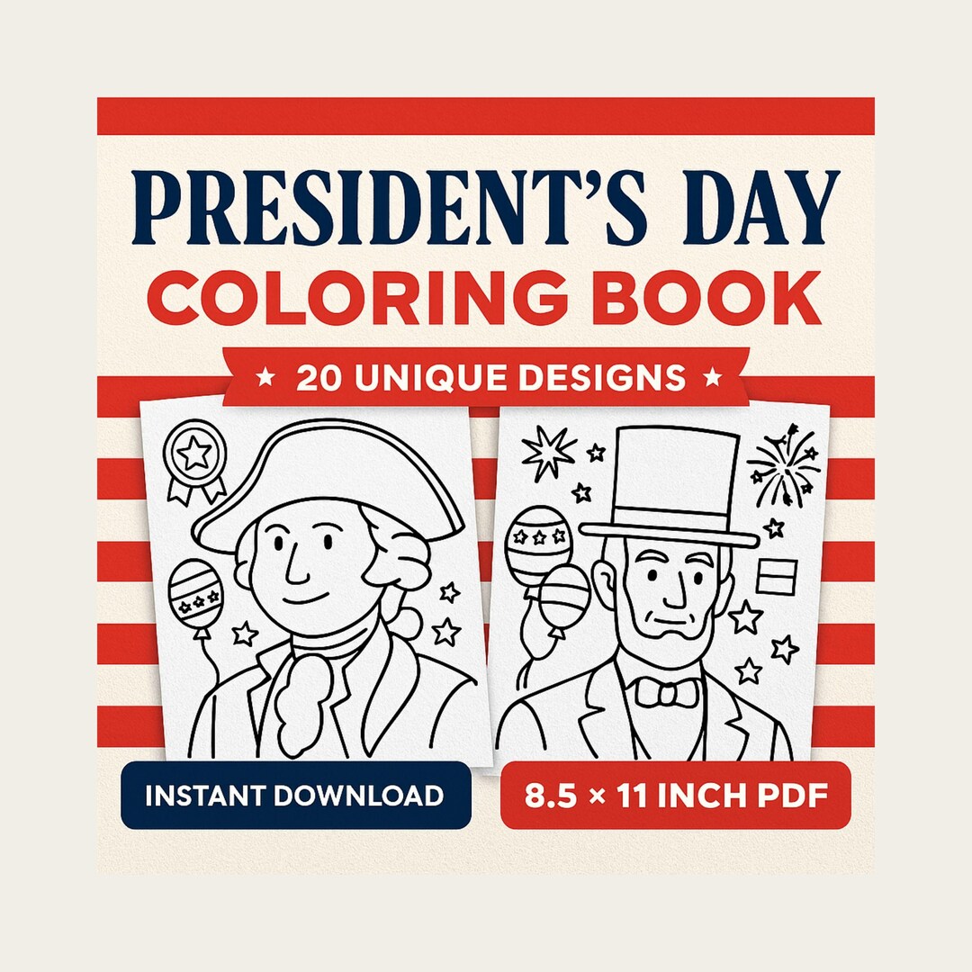 President's Day Coloring Book | 20 Printable Pages for Kids | USA ...