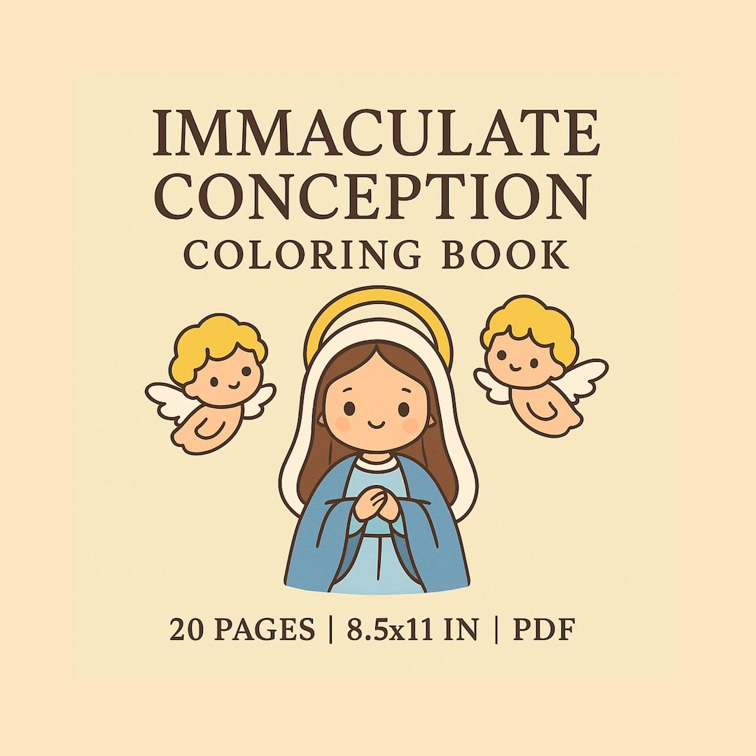 Kawaii Virgin Mary Coloring Book: Catholic Angels, Kids Faith (digital ...