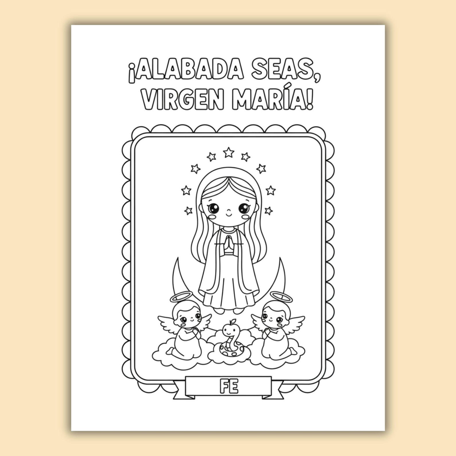 Kawaii Virgin Mary Coloring Book: Catholic Angels, Kids Faith (digital ...