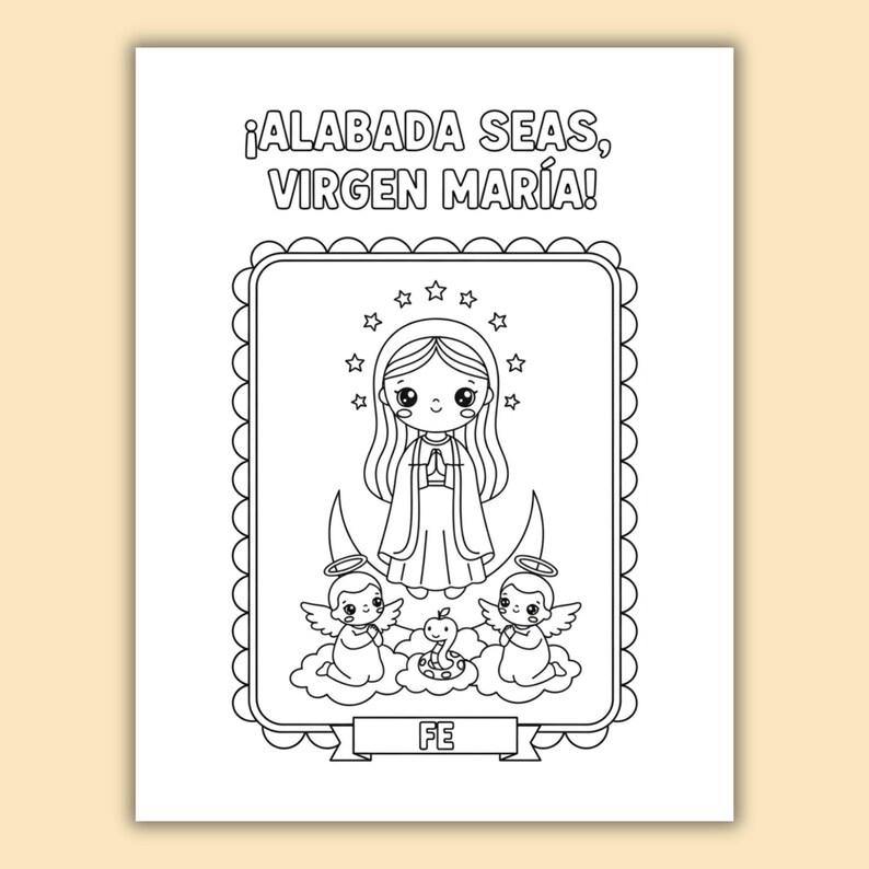 Kawaii Virgin Mary Coloring Book: Catholic Angels, Kids Faith (digital ...