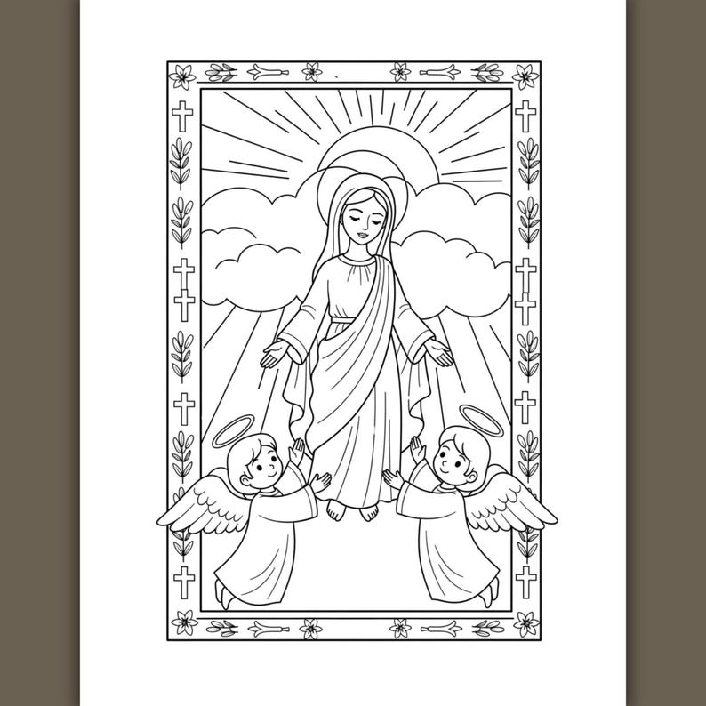 Assumption of Mary Coloring Pages | Catholic Feast Day Printable ...