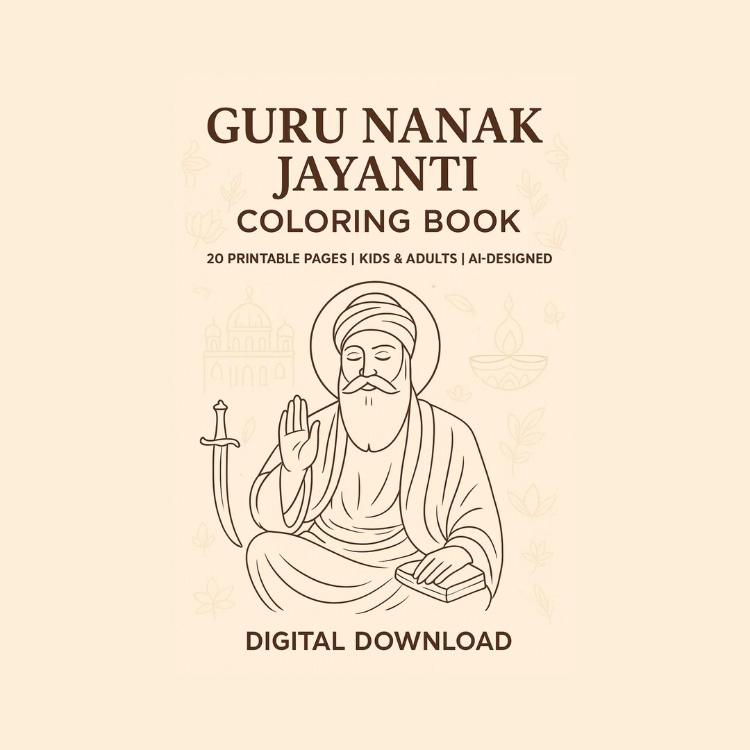 Guru Nanak Jayanti Coloring Book: 20 Printable Pages (digital Download ...