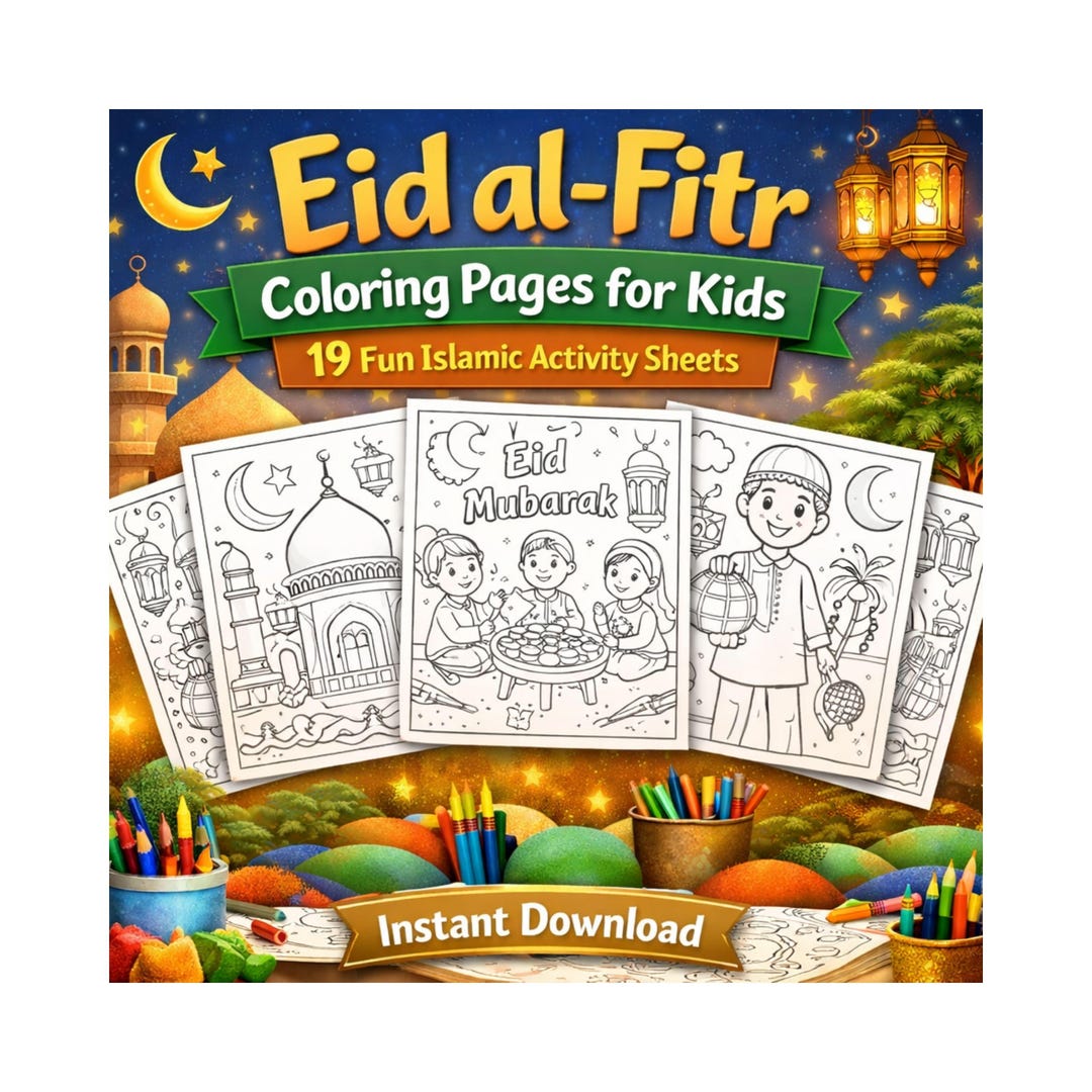 Eid Al-fitr Coloring Pages for Kids - Etsy