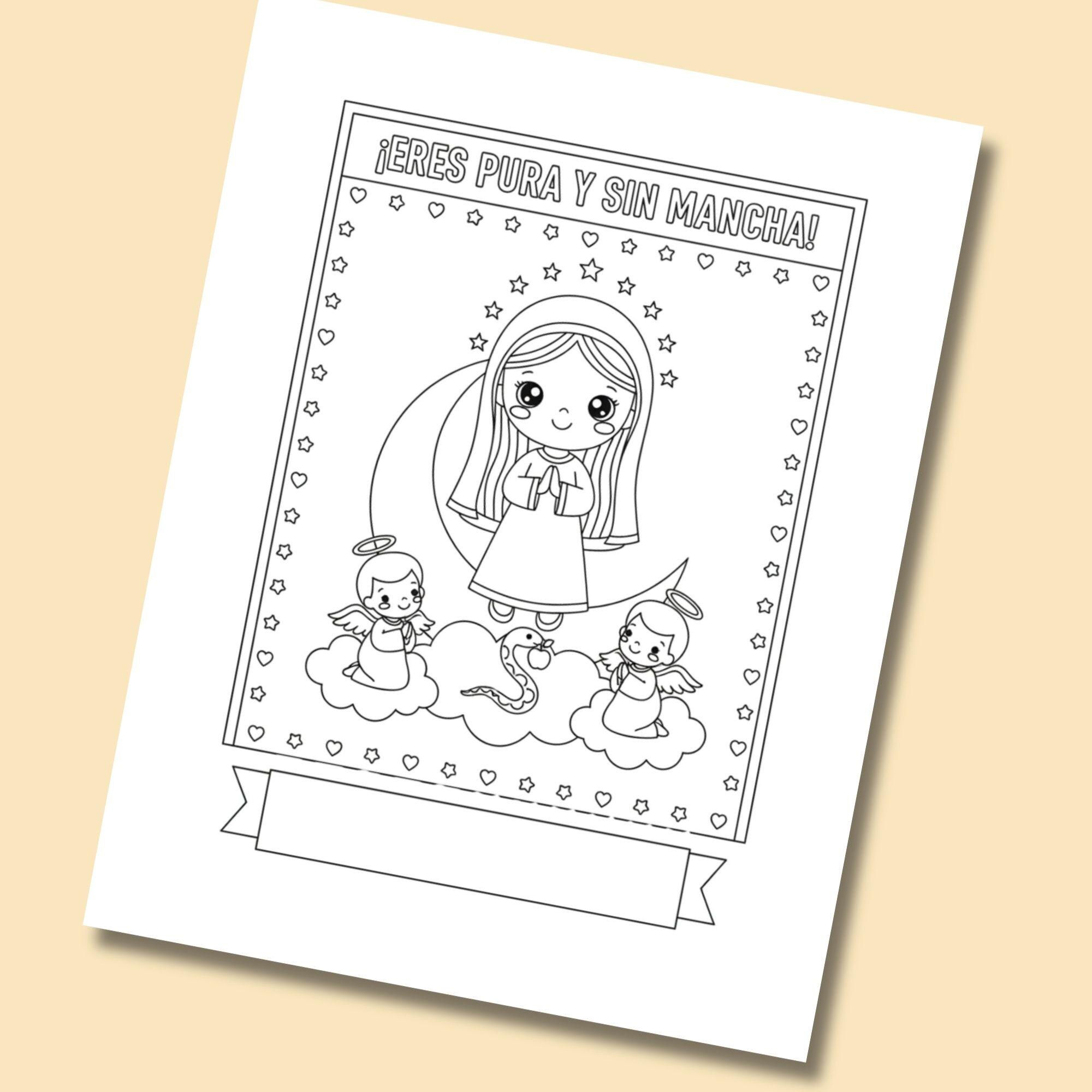Kawaii Virgin Mary Coloring Book: Catholic Angels, Kids Faith (digital ...