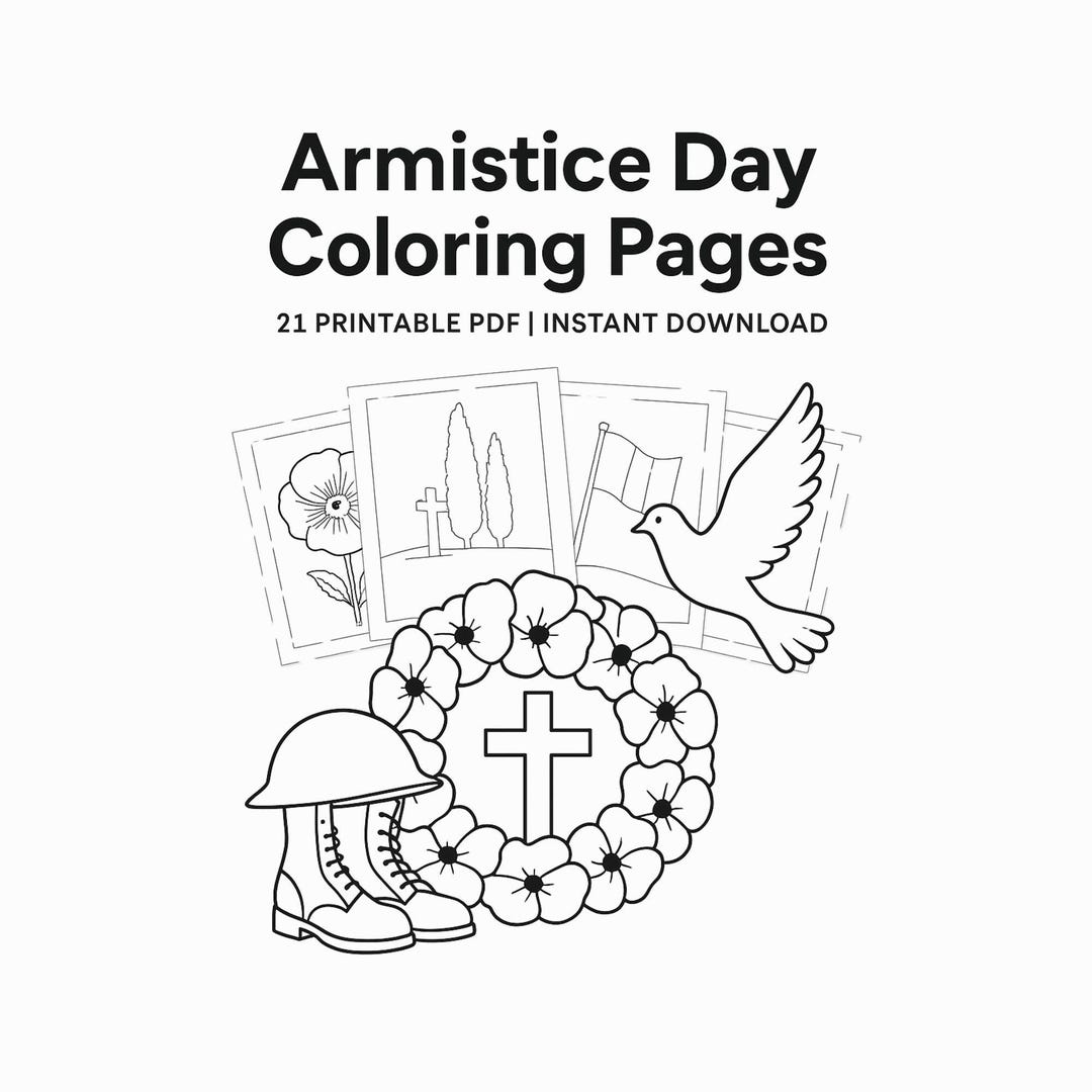 Armistice Day Coloring Book: France, Poppies, Remembrance (21 Printable ...