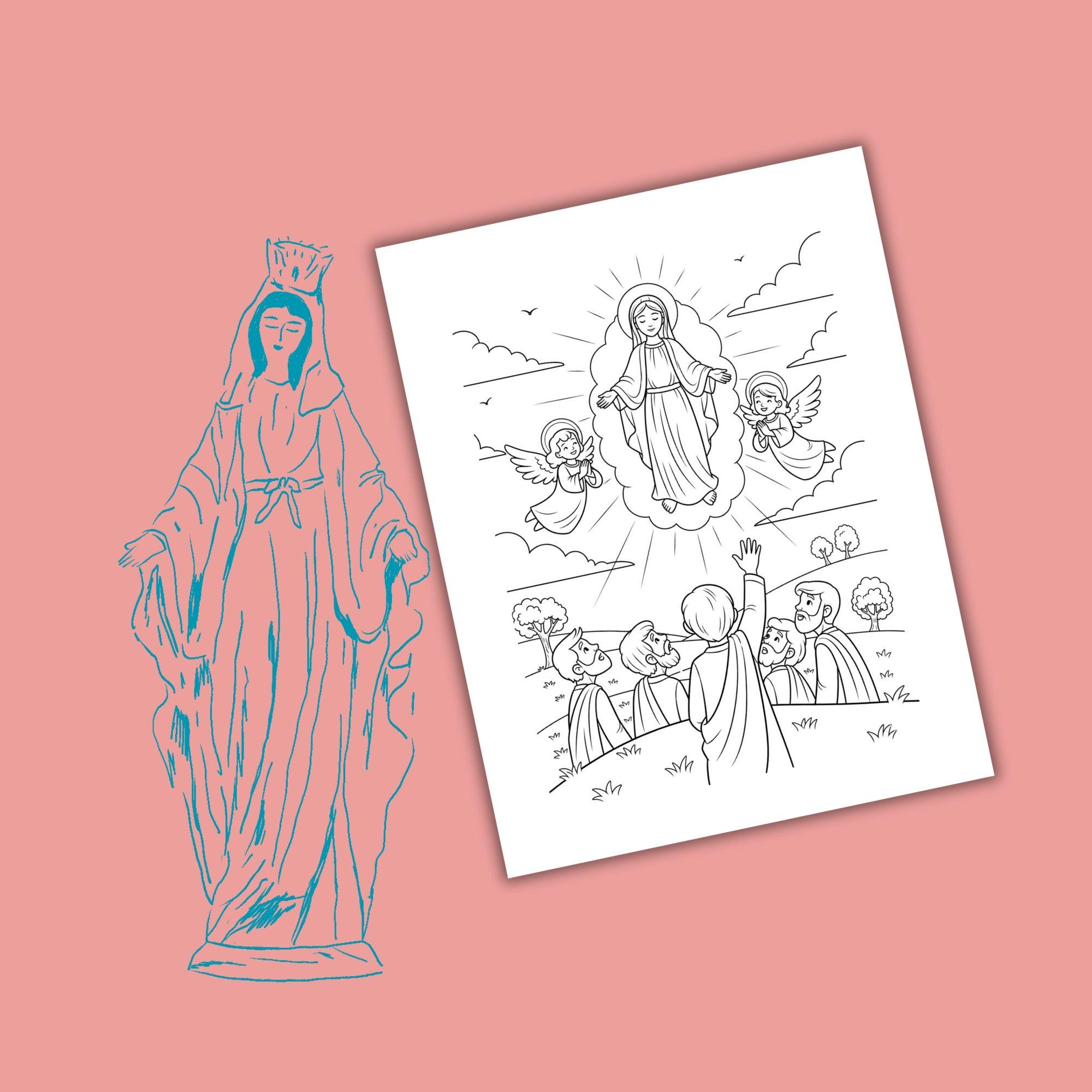 Assumption of Mary Coloring Pages: Catholic Feast Day Activity (PDF ...