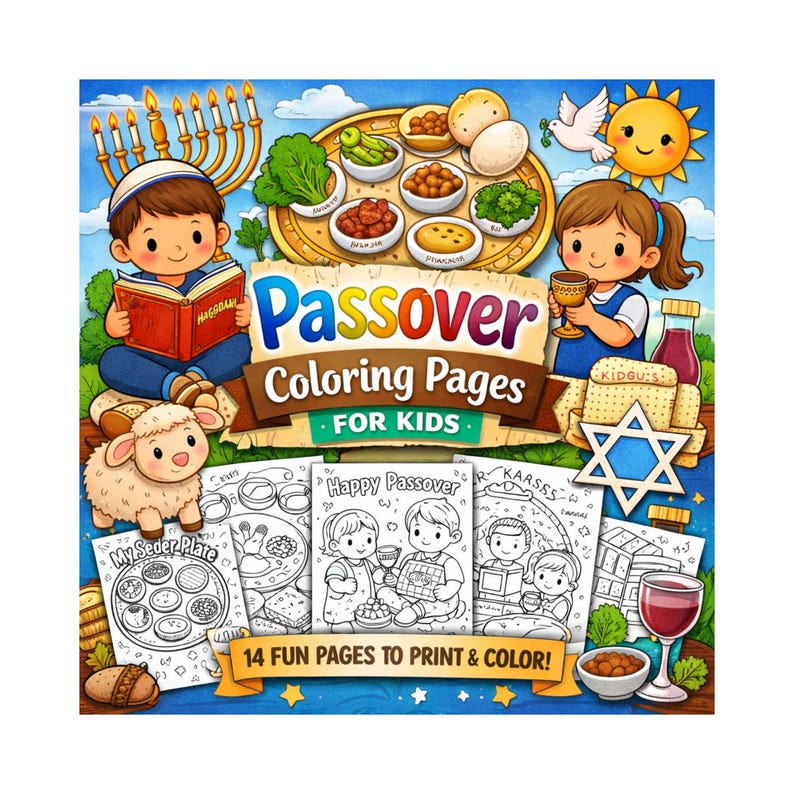 Passover Coloring Pages for Kids - Etsy