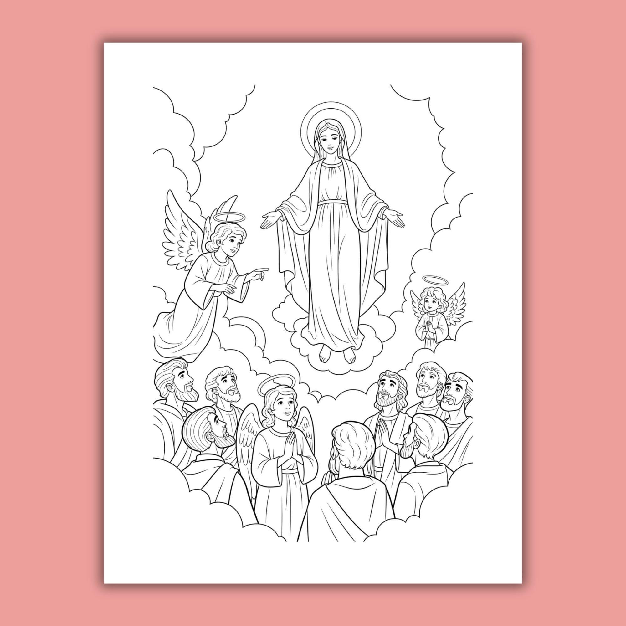 Assumption of Mary Coloring Pages: Catholic Feast Day Activity (PDF ...