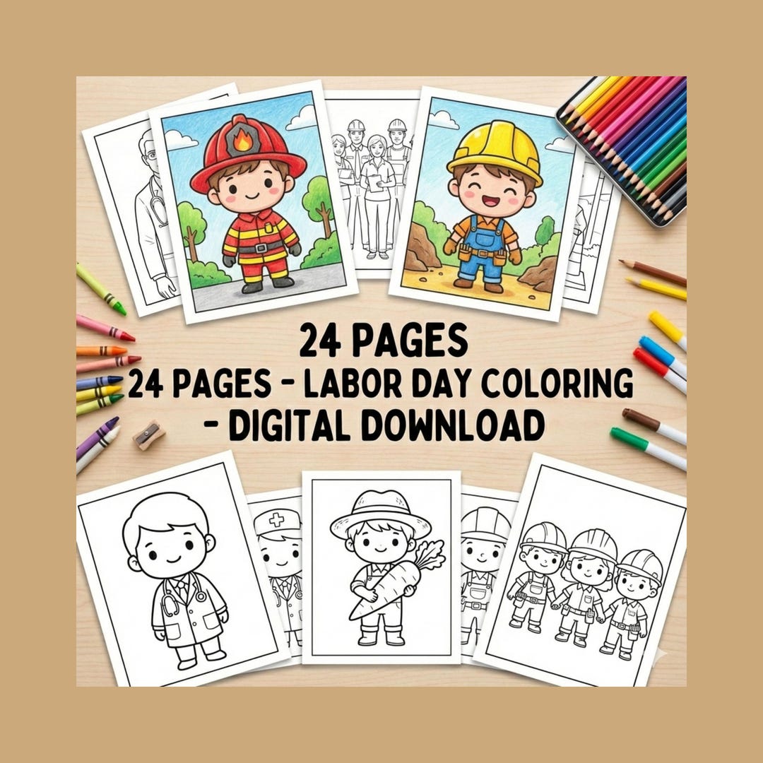 Labor Day Coloring Pages for Kids PDF - Etsy