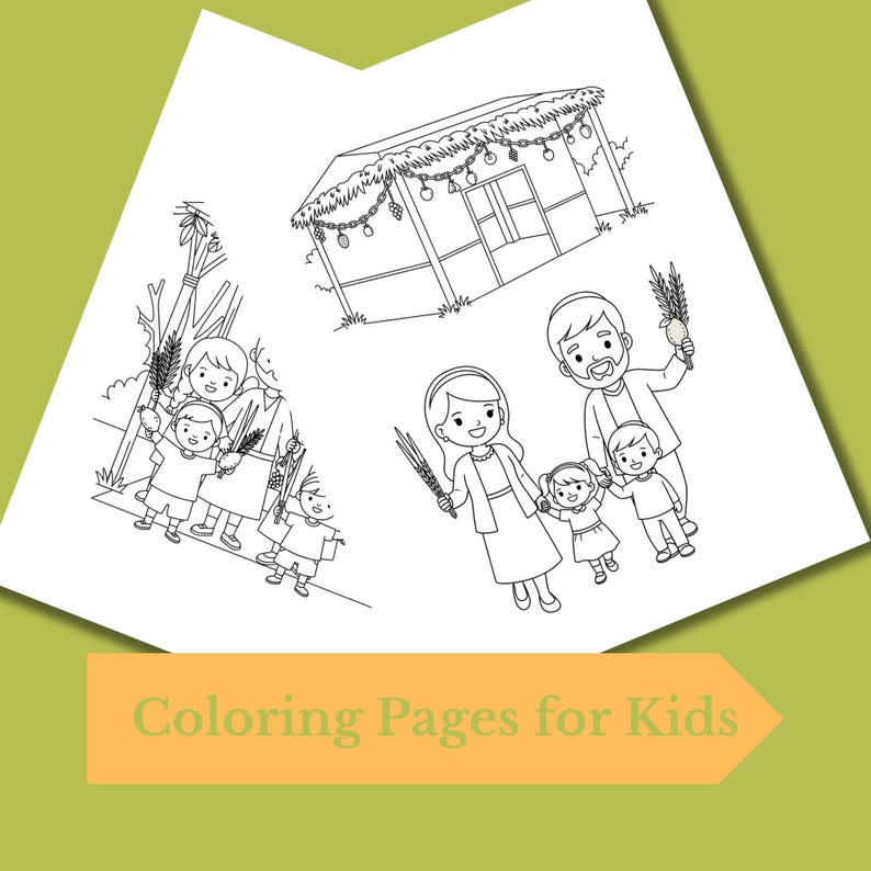 Sukkot Kids Coloring Pages - 10-page Jewish Holiday Activity - Etsy