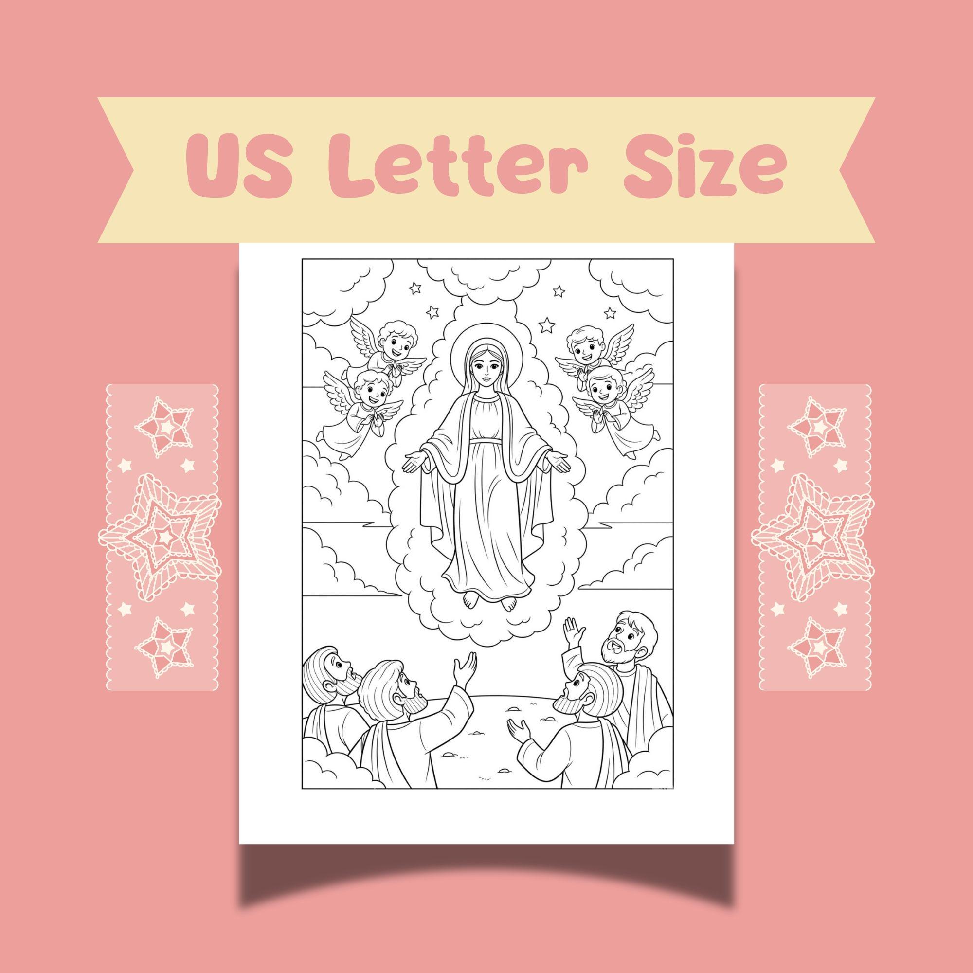Assumption of Mary Coloring Pages: Catholic Feast Day Activity (PDF ...