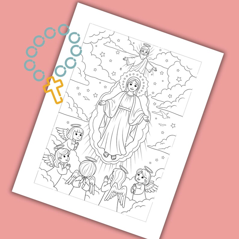 Assumption of Mary Coloring Pages: Catholic Feast Day Activity (PDF ...