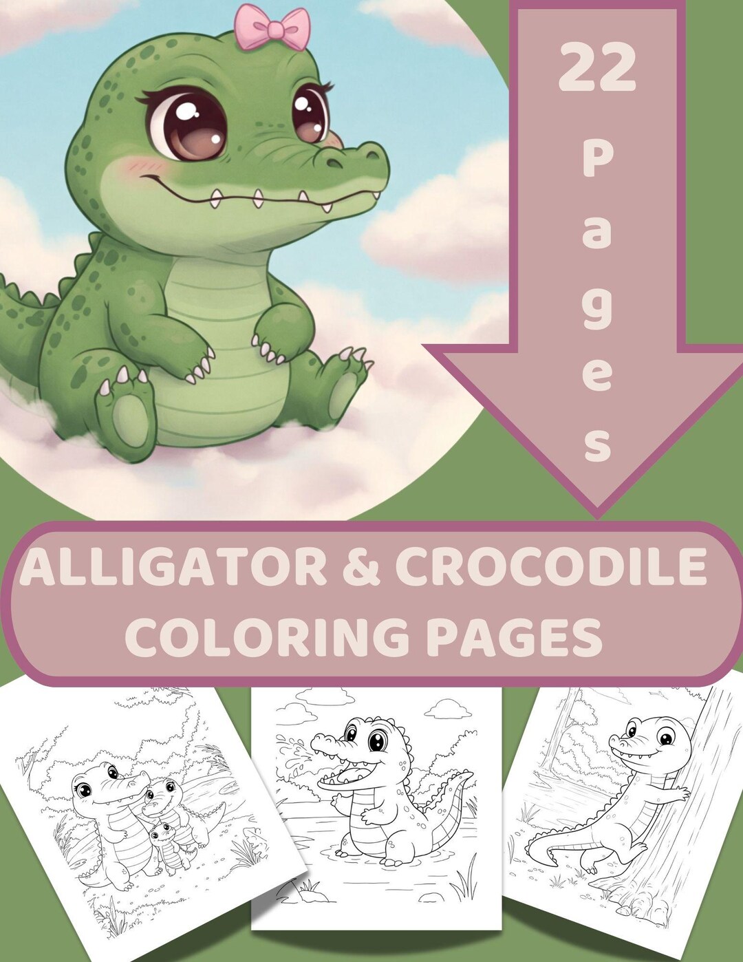 Alligator & Crocodile Coloring Pages for Kids (digital Download) - Etsy