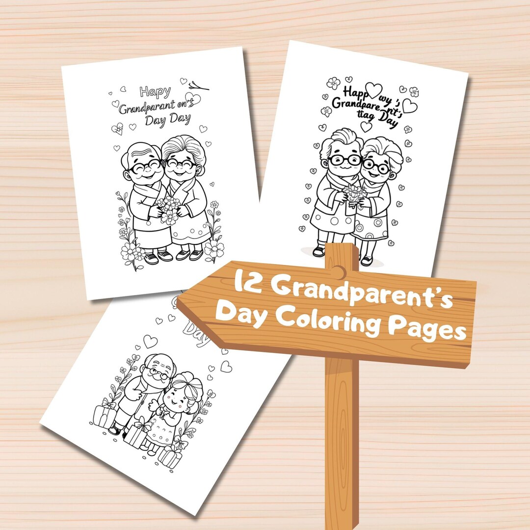 Grandparents Day Coloring Pages: Kids Activity, Printable Gift (PDF ...