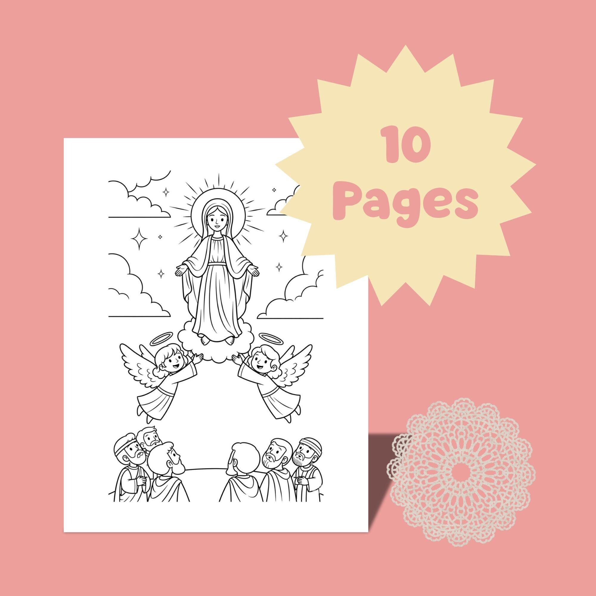Assumption of Mary Coloring Pages: Catholic Feast Day Activity (PDF ...