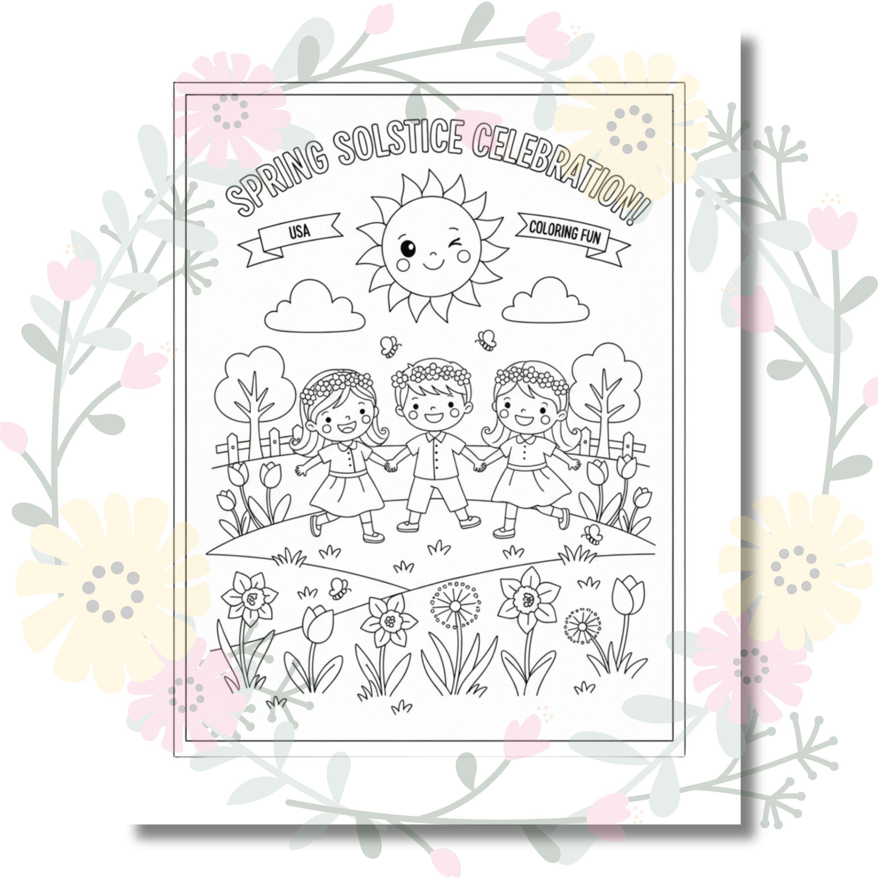 Spring Equinox Coloring Pages for Kids - Etsy