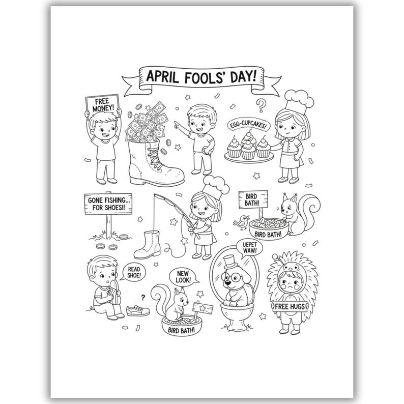 April Fools Coloring Pages for Kids - Etsy