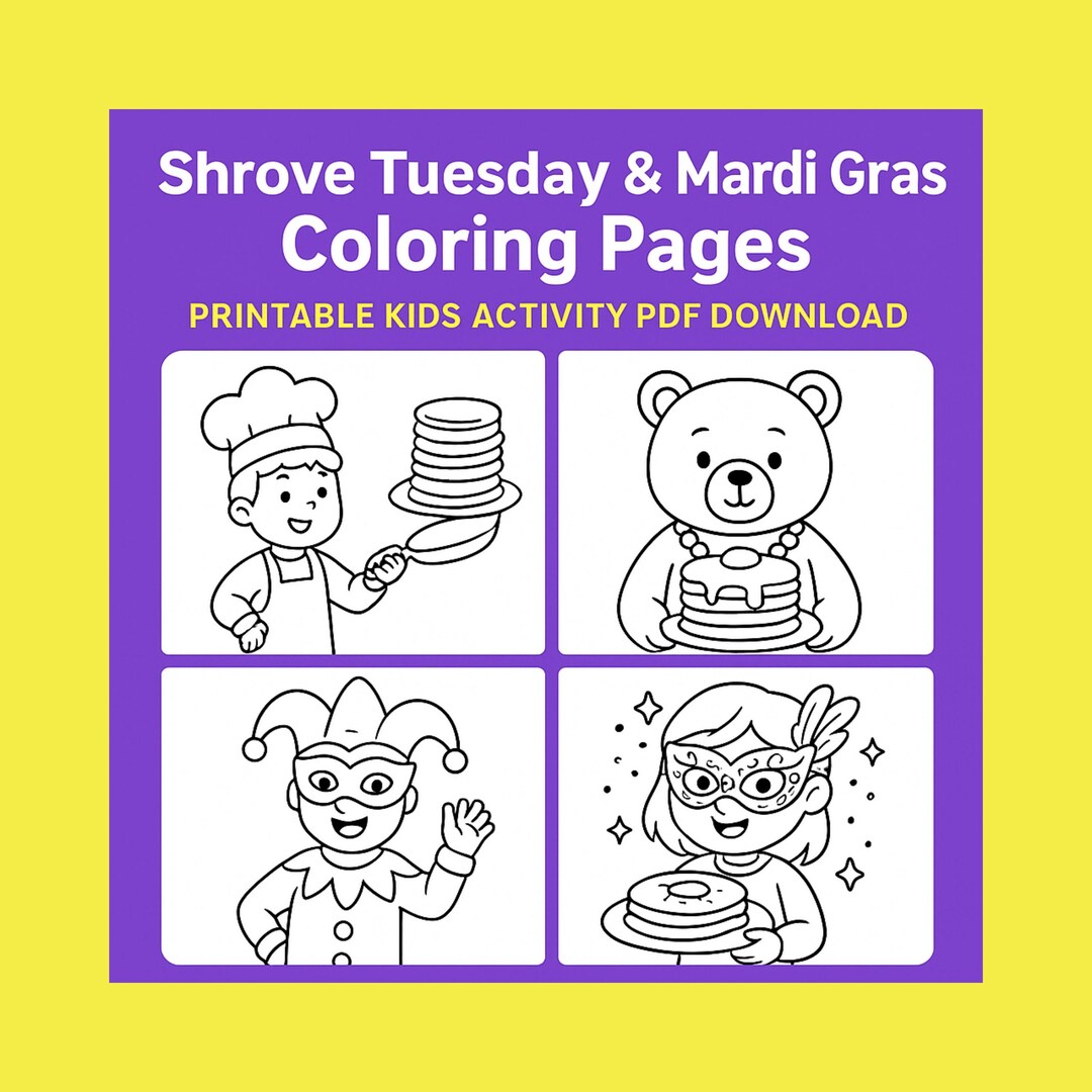 Shrove Tuesday Mardi Gras Coloring Pages, Pancake Tuesday Kids Activity ...