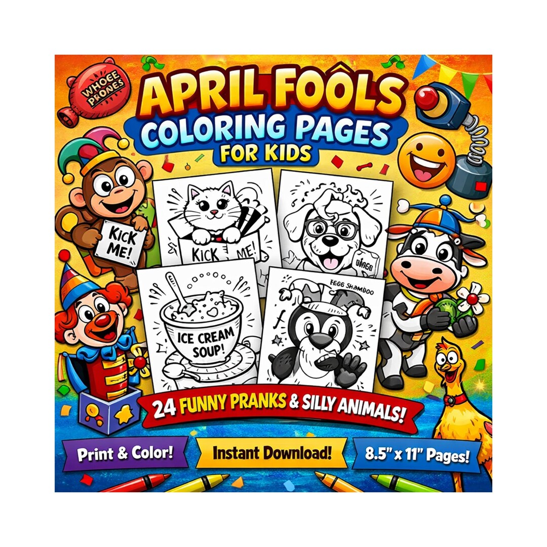 April Fools Coloring Pages for Kids - Etsy