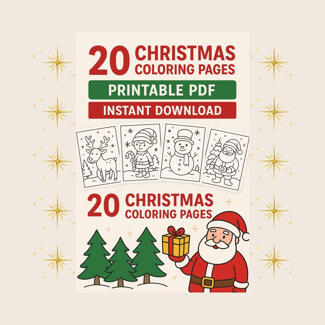 Christmas Coloring Pages: 20 Festive Holiday Designs (printable PDF) - Etsy