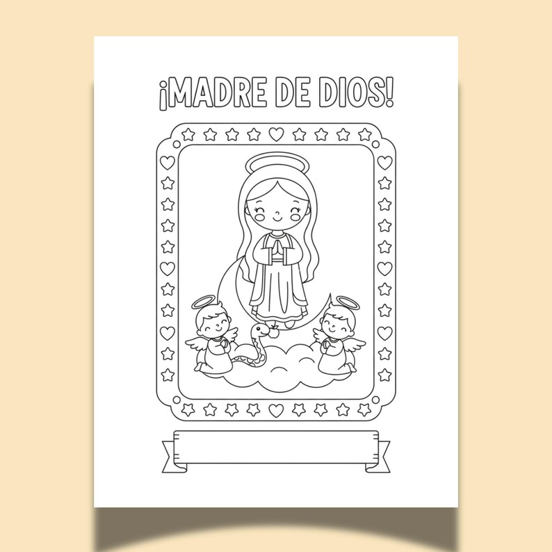 Kawaii Virgin Mary Coloring Book: Catholic Angels, Kids Faith (digital ...