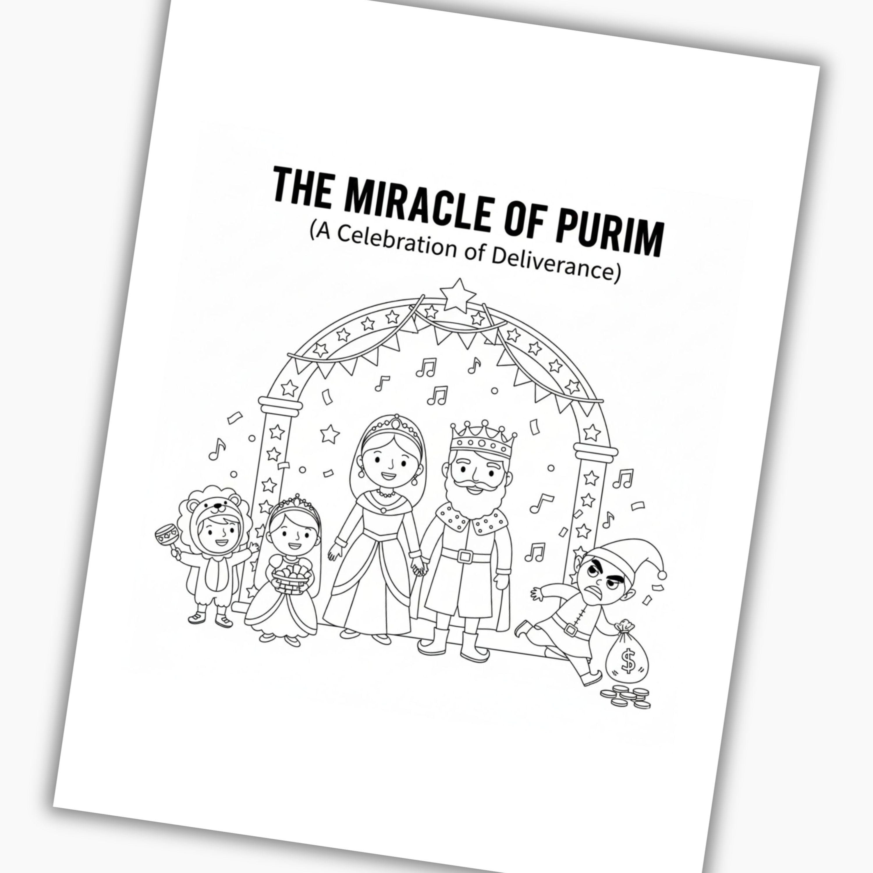Purim Coloring Pages for Kids, Queen Esther Story Activity Book, Jewish ...