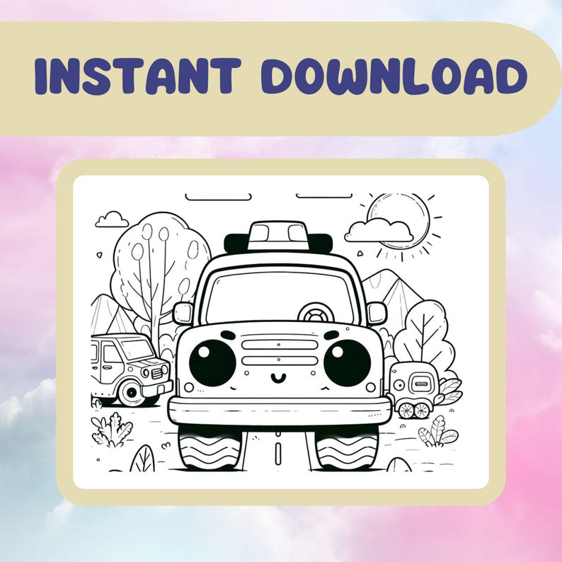52 Cute Car Coloring Pages for Kids, Toddlers Preschoolers Kindergarten ...