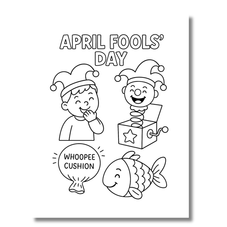 April Fools Coloring Pages for Kids - Etsy