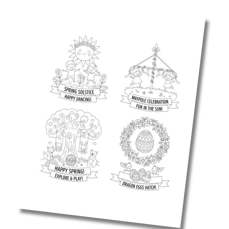 Spring Equinox Coloring Pages for Kids - Etsy
