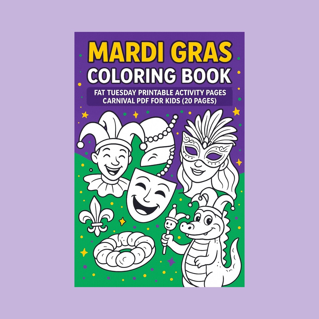 Mardi Gras Coloring Book | 20 Printable Carnival Pages (PDF) - Etsy