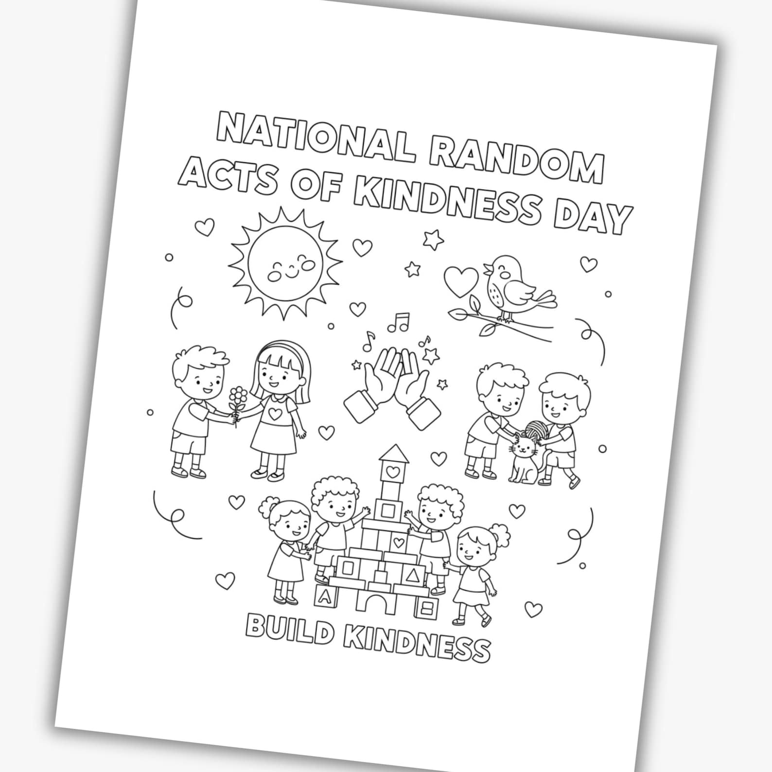 Random Acts of Kindness Day Coloring Book | 20 Pages Kids Activity ...