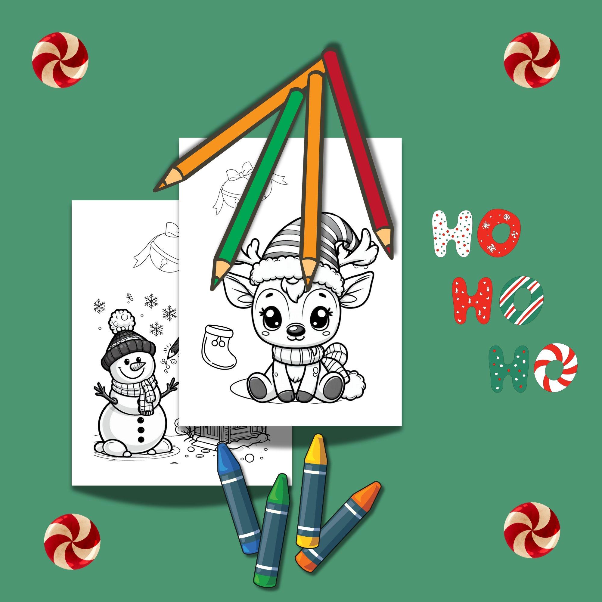 Cute Christmas Coloring Pages for 3-7 Ages Kids to Digital and Instant ...