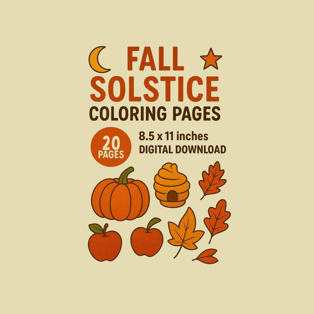Fall Solstice Coloring Pages: Autumn Equinox Activities (digital ...