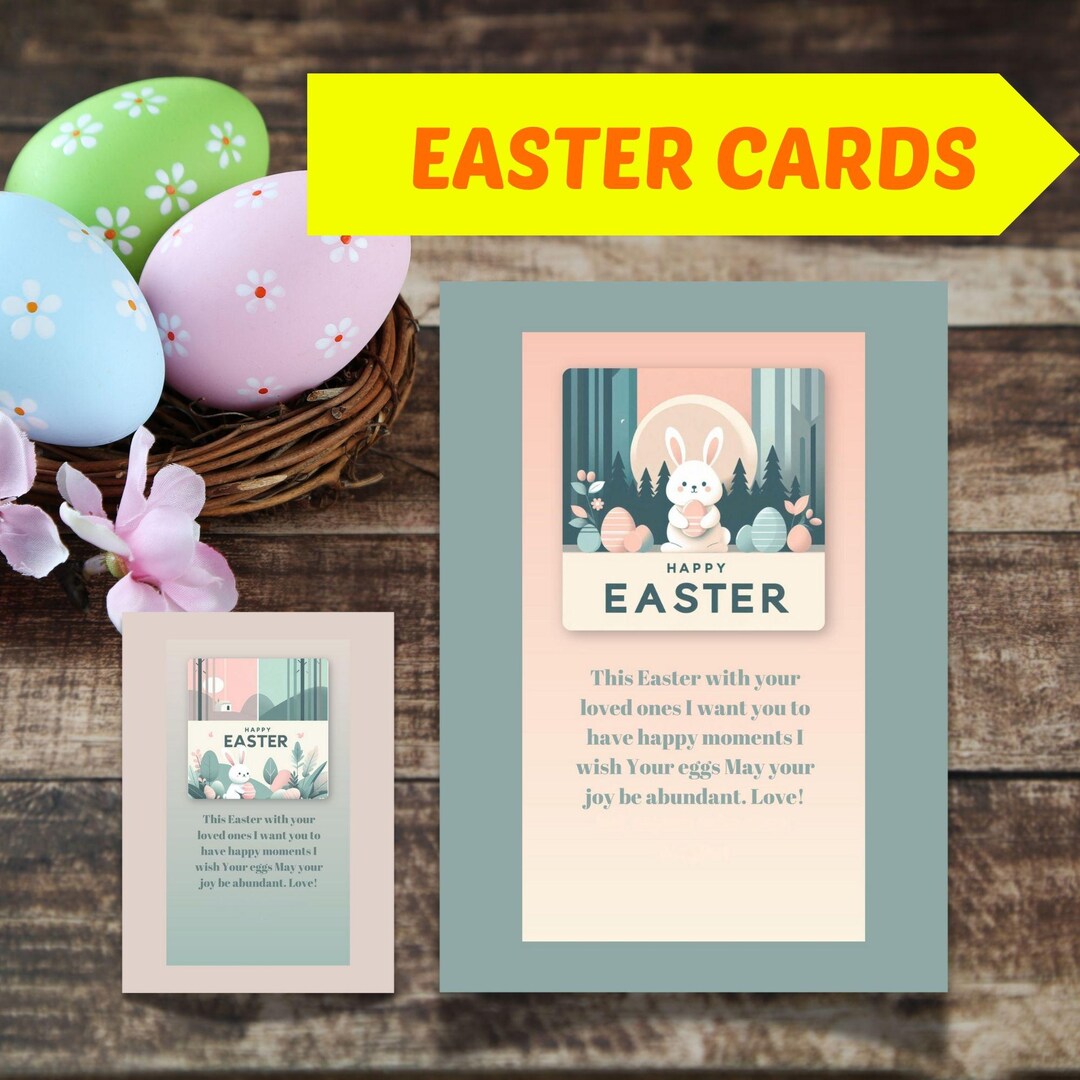 11 Easter Cards Printable, Easter Bunny and Floral Cards Set, Happy ...