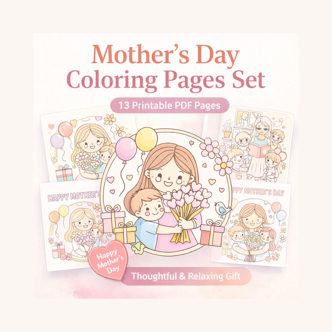 Mother’s Day Coloring Pages Gift PDF - Etsy