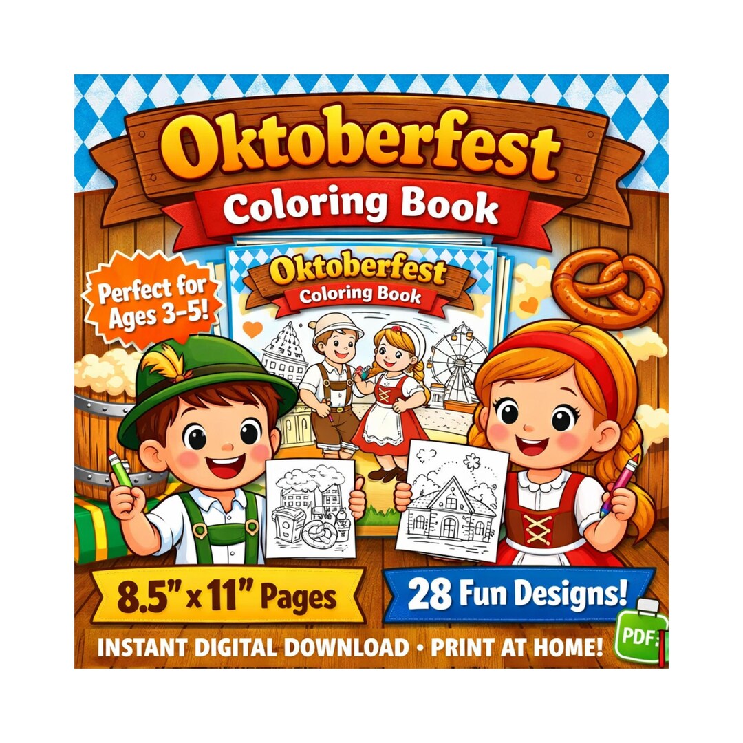 Oktoberfest Coloring Book – 28 Pages Digital Download - Etsy