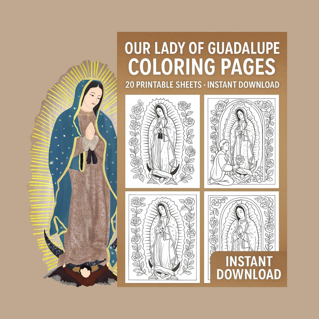 Our Lady of Guadalupe Coloring Pages: Marian Art, Feast Day (digital ...