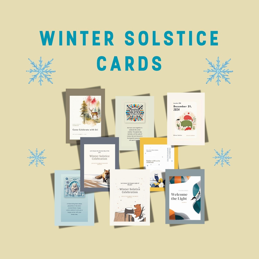 Winter Solstice Cards, Forest Animals, Printable Cards, Png-jpg-pdf ...