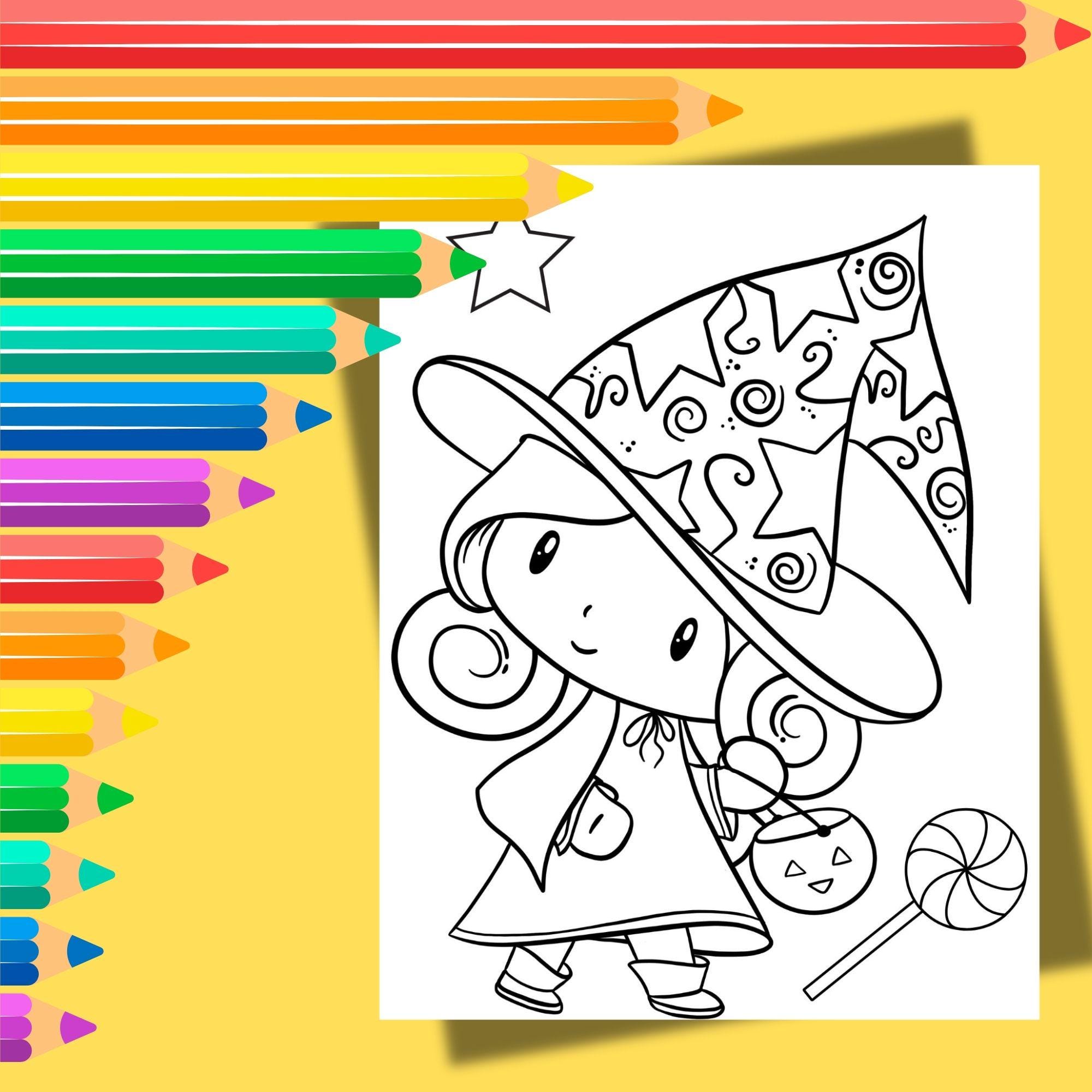 Halloween Coloring Pages Bundle for Kids, Cute Coloring Pages ...
