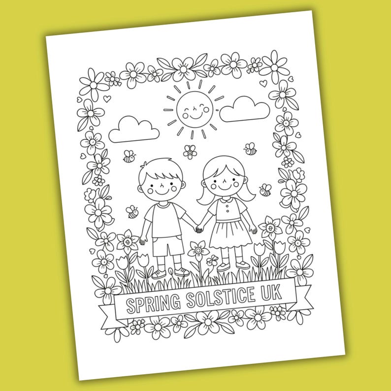 Spring Solstice Coloring Pages for Kids - Etsy