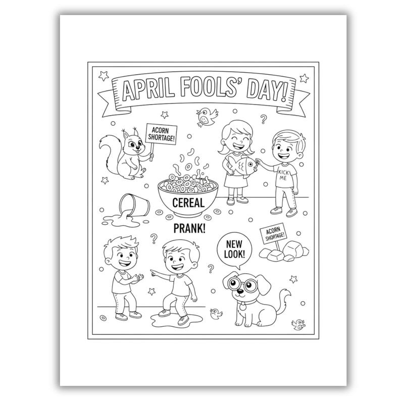 April Fools Coloring Pages for Kids - Etsy
