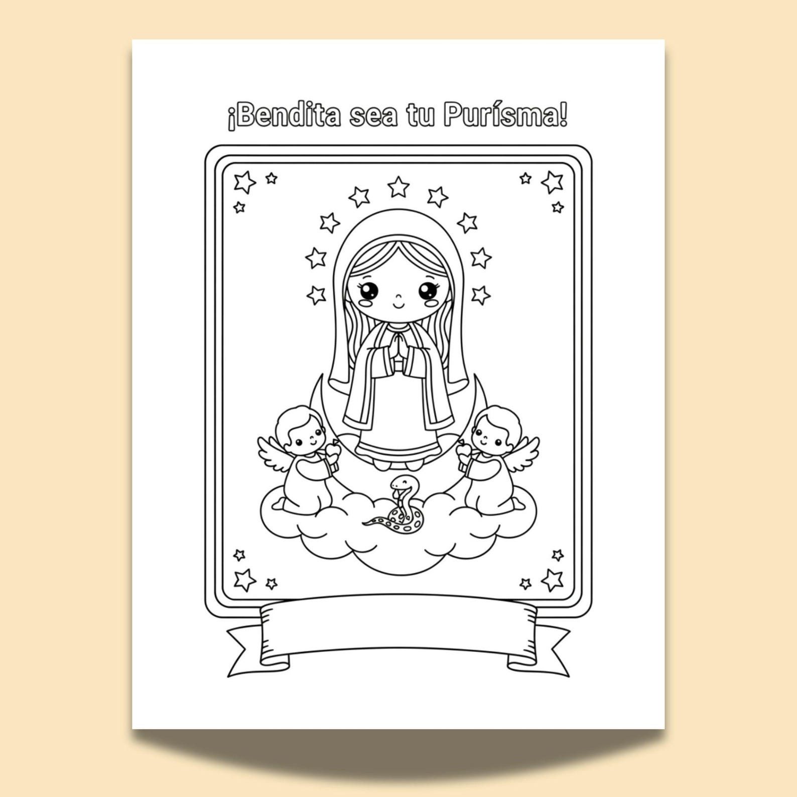 Kawaii Virgin Mary Coloring Book: Catholic Angels, Kids Faith (digital ...