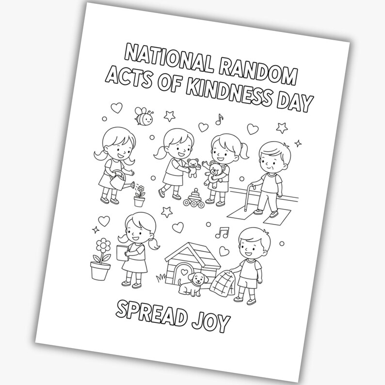 Random Acts of Kindness Day Coloring Book | 20 Pages Kids Activity ...