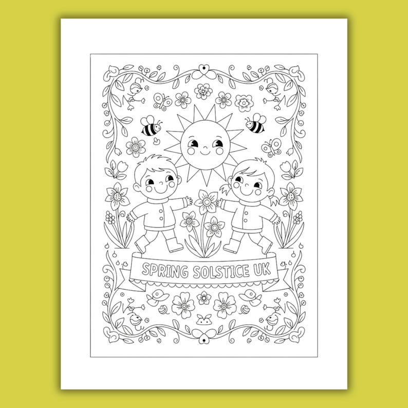 Spring Solstice Coloring Pages for Kids - Etsy